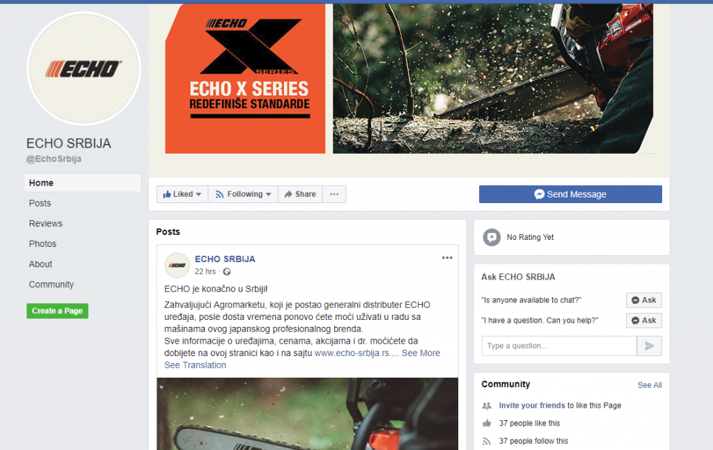 ECHO Srbija na Facebook i Instagram stranicama – ECHO Tools